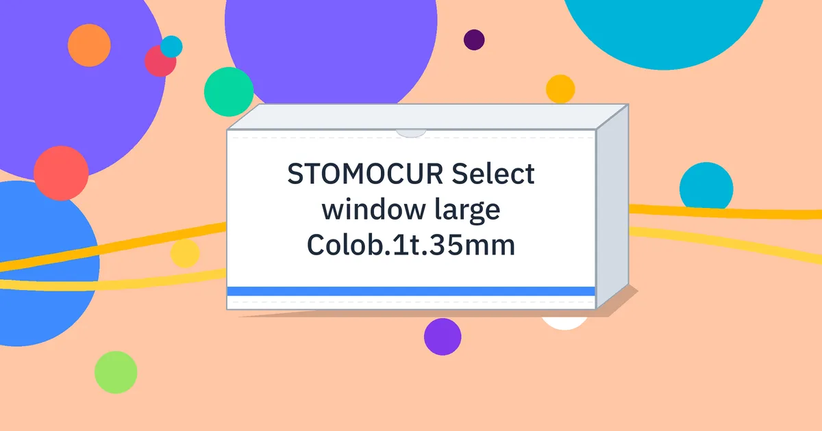 Symbolbild: Packung mit der Aufschrift STOMOCUR Select window large Colob.1t.35mm (PZN 10557904) – Verfügbarkeit und Bezug in Apotheken in Frankfurt am Main