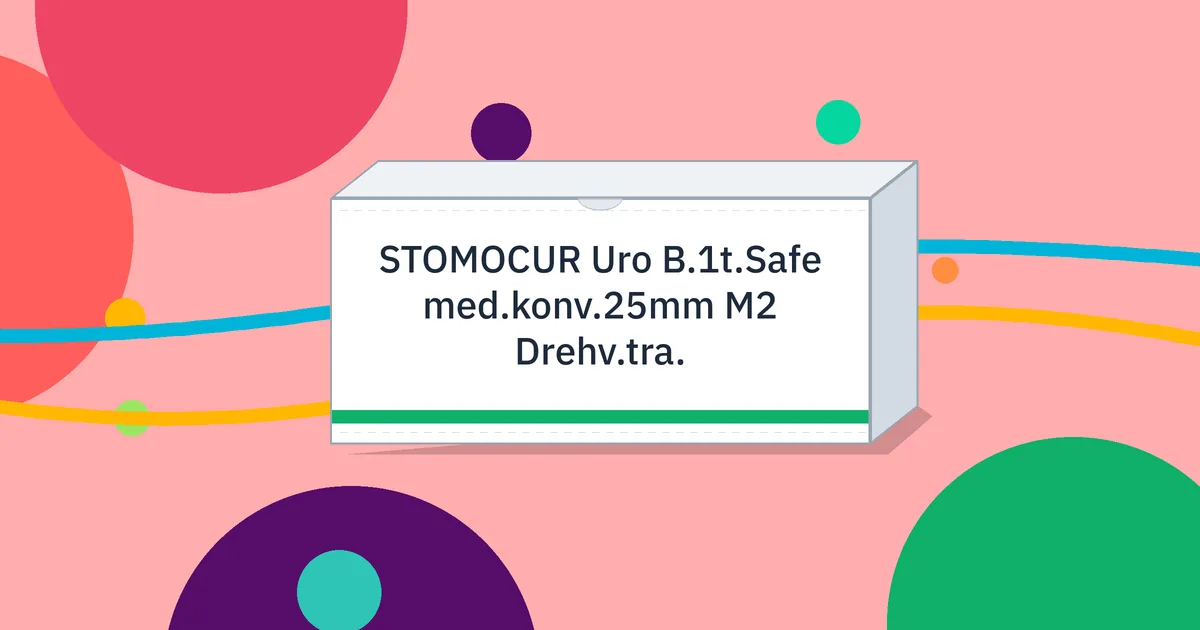 Symbolbild: Packung mit der Aufschrift STOMOCUR Uro B.1t.Safe med.konv.25mm M2 Drehv.tra. (PZN 17557959) – Verfügbarkeit und Bezug in Apotheken in Frankfurt am Main