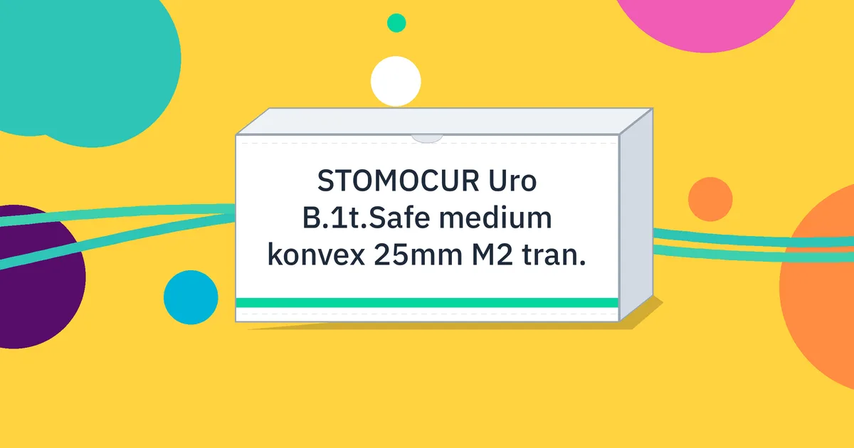 Symbolbild: Packung mit der Aufschrift STOMOCUR Uro B.1t.Safe medium konvex 25mm M2 tran. (PZN 17557758) – Verfügbarkeit und Bezug in Apotheken in Frankfurt am Main