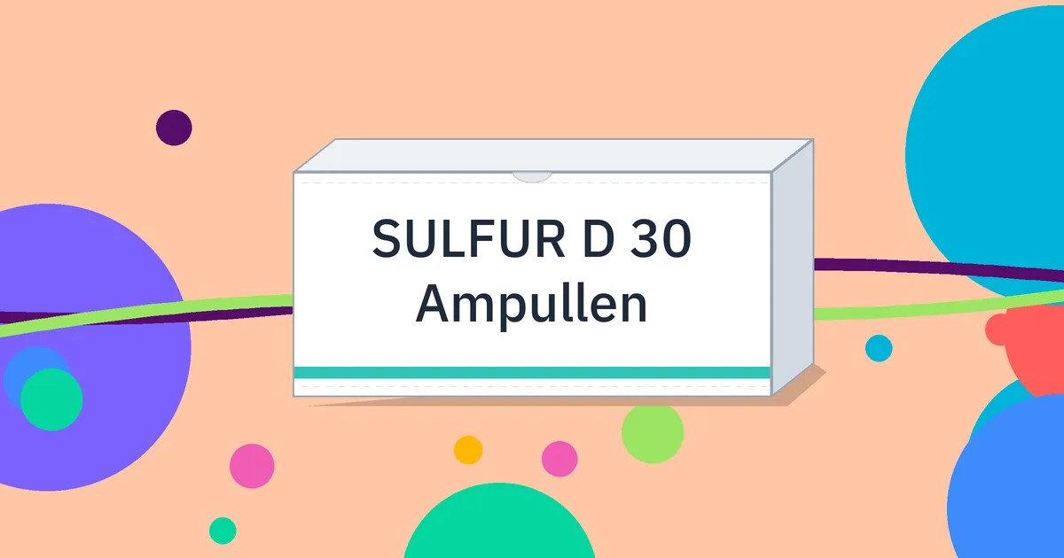 Symbolbild: Packung mit der Aufschrift SULFUR D 30 Ampullen (PZN 03658504) – Verfügbarkeit und Bezug in Apotheken in Frankfurt am Main