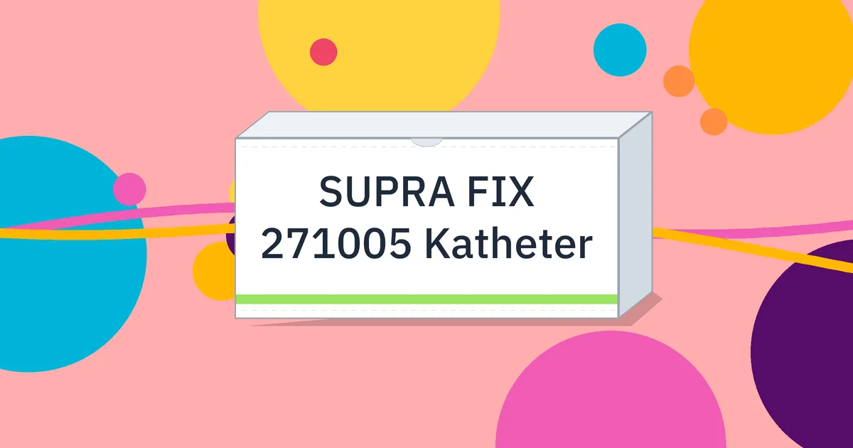 Symbolbild: Packung mit der Aufschrift SUPRA FIX 271005 Katheter (PZN 06679234) – Verfügbarkeit und Bezug in Apotheken in Frankfurt am Main