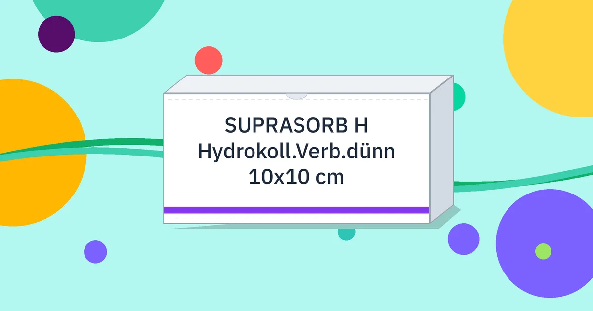 Symbolbild: Packung mit der Aufschrift SUPRASORB H Hydrokoll.Verb.dünn 10x10 cm (PZN 17833810) – Verfügbarkeit und Bezug in Apotheken in Frankfurt am Main