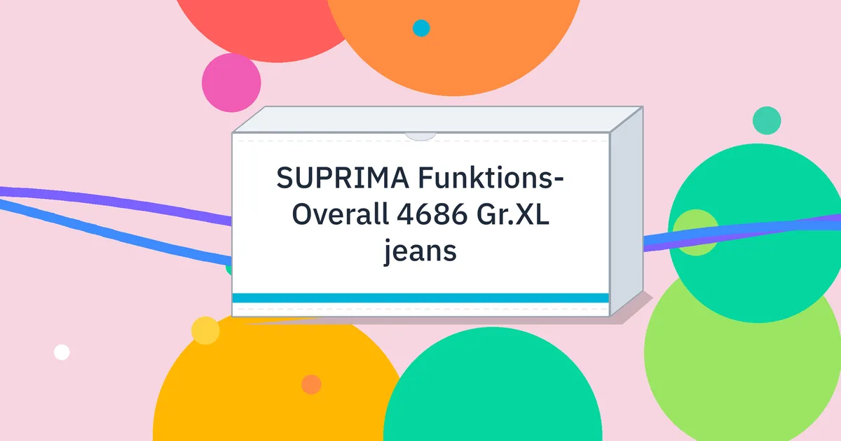 Symbolbild: Packung mit der Aufschrift SUPRIMA Funktions-Overall 4686 Gr.XL jeans (PZN 03188636) – Verfügbarkeit und Bezug in Apotheken in Frankfurt am Main