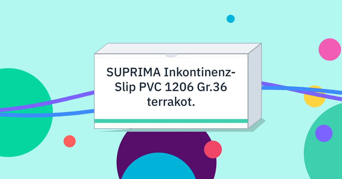 Symbolbild: Packung mit der Aufschrift SUPRIMA Inkontinenz-Slip PVC 1206 Gr.36 terrakot. (PZN 00416999) – Verfügbarkeit und Bezug in Apotheken in Frankfurt am Main