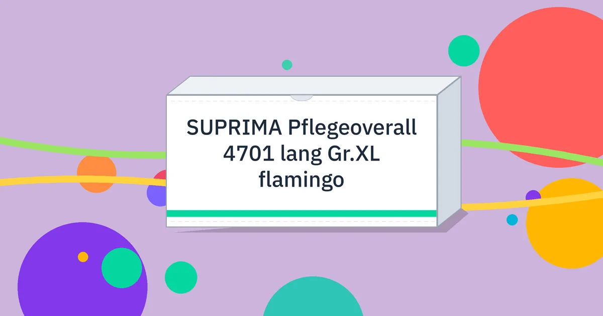 Symbolbild: Packung mit der Aufschrift SUPRIMA Pflegeoverall 4701 lang Gr.XL flamingo (PZN 09376913) – Verfügbarkeit und Bezug in Apotheken in Frankfurt am Main