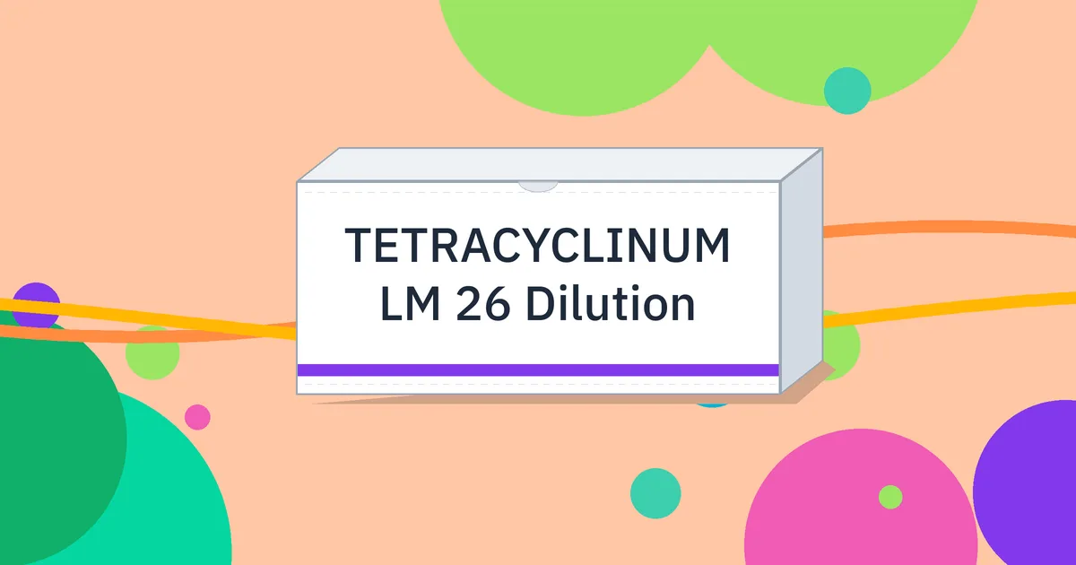 Symbolbild: Packung mit der Aufschrift TETRACYCLINUM LM 26 Dilution (PZN 13689380) – Verfügbarkeit und Bezug in Apotheken in Frankfurt am Main