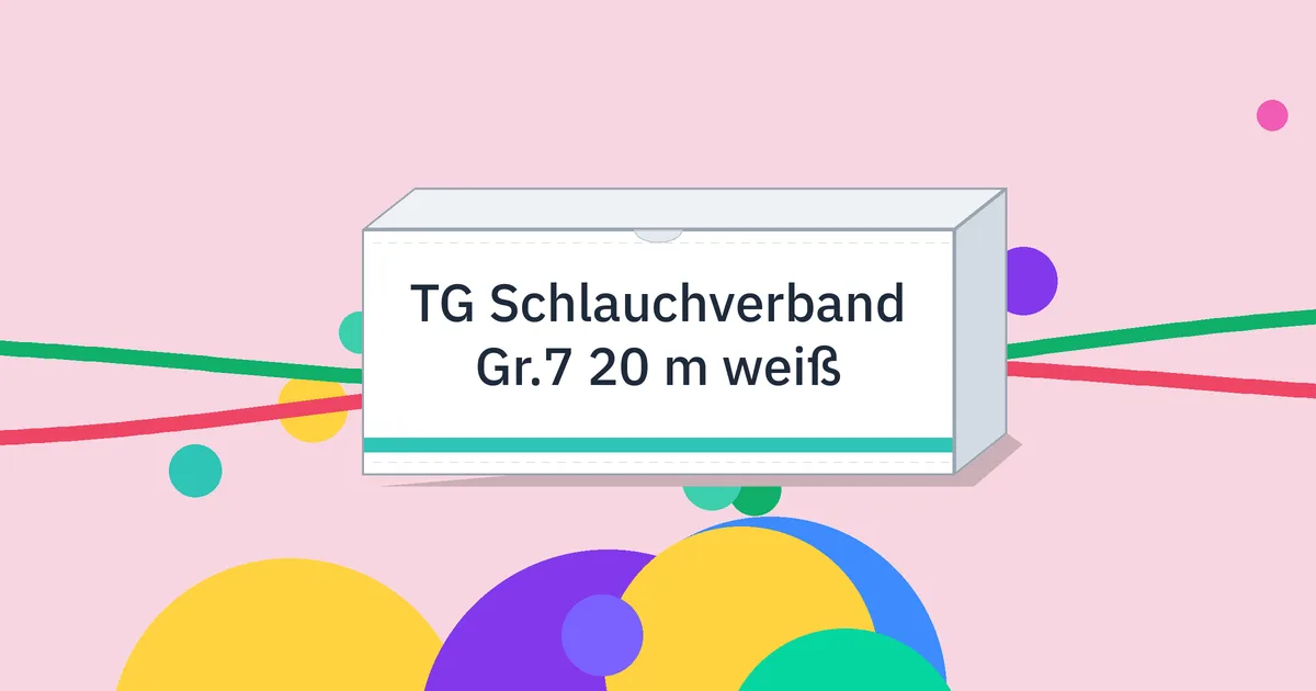 Symbolbild: Packung mit der Aufschrift TG Schlauchverband Gr.7 20 m weiß (PZN 01020306) – Verfügbarkeit und Bezug in Apotheken in Frankfurt am Main