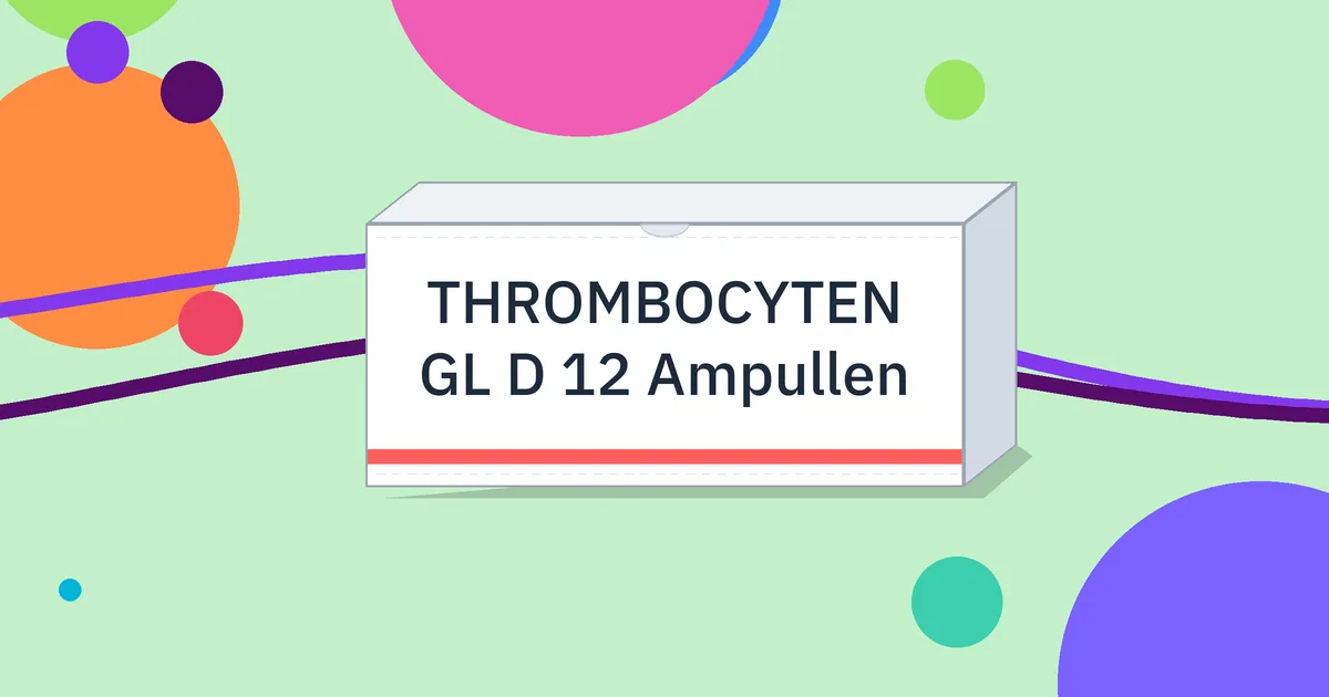 Symbolbild: Packung mit der Aufschrift THROMBOCYTEN GL D 12 Ampullen (PZN 03353905) – Verfügbarkeit und Bezug in Apotheken in Frankfurt am Main