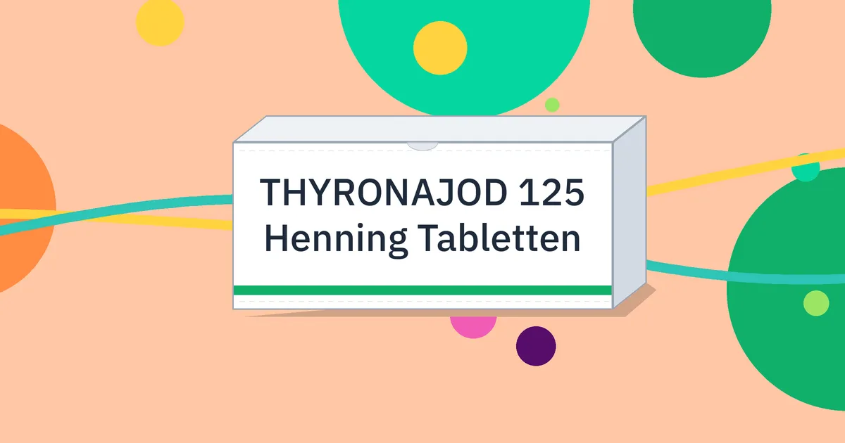 Symbolbild: Packung mit der Aufschrift THYRONAJOD 125 Henning Tabletten (PZN 06882314) – Verfügbarkeit und Bezug in Apotheken in Frankfurt am Main