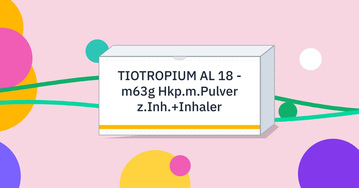Symbolbild: Packung mit der Aufschrift TIOTROPIUM AL 18 -m63g Hkp.m.Pulver z.Inh.+Inhaler (PZN 18121885) – Verfügbarkeit und Bezug in Apotheken in Frankfurt am Main