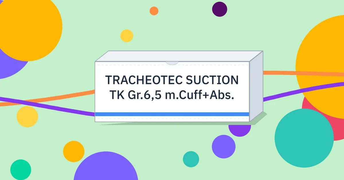 Symbolbild: Packung mit der Aufschrift TRACHEOTEC SUCTION TK Gr.6,5 m.Cuff+Abs. (PZN 02579257) – Verfügbarkeit und Bezug in Apotheken in Frankfurt am Main