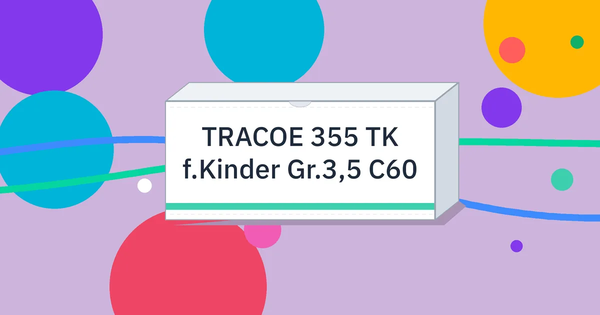 Symbolbild: Packung mit der Aufschrift TRACOE 355 TK f.Kinder Gr.3,5 C60 (PZN 11644083) – Verfügbarkeit und Bezug in Apotheken in Frankfurt am Main