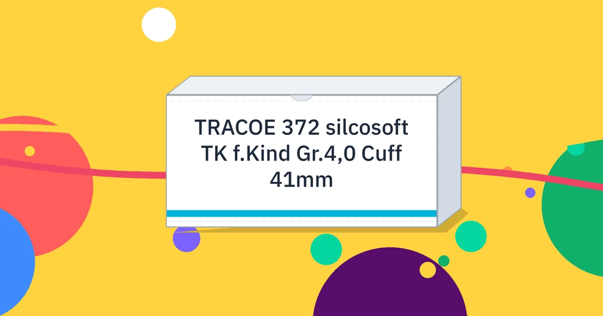 Symbolbild: Packung mit der Aufschrift TRACOE 372 silcosoft TK f.Kind Gr.4,0 Cuff 41mm (PZN 14316221) – Verfügbarkeit und Bezug in Apotheken in Frankfurt am Main