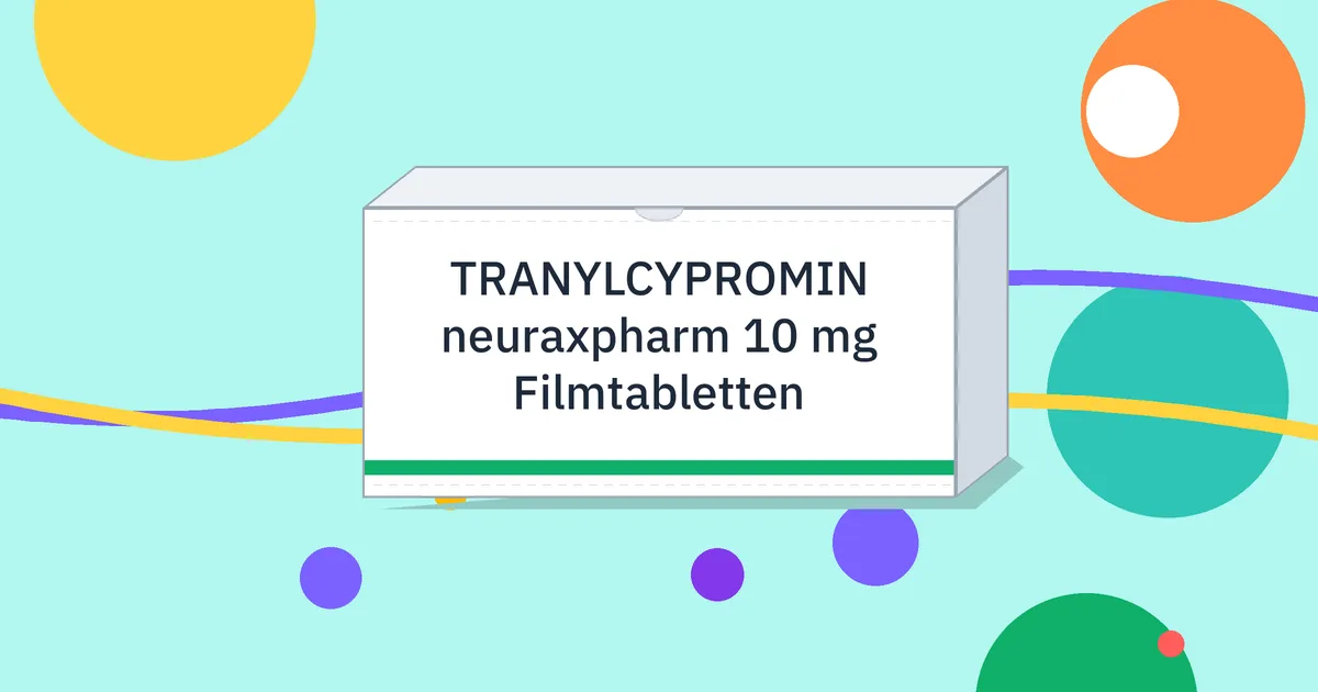Symbolbild: Packung mit der Aufschrift TRANYLCYPROMIN neuraxpharm 10 mg Filmtabletten (PZN 17482960) – Verfügbarkeit und Bezug in Apotheken in Frankfurt am Main