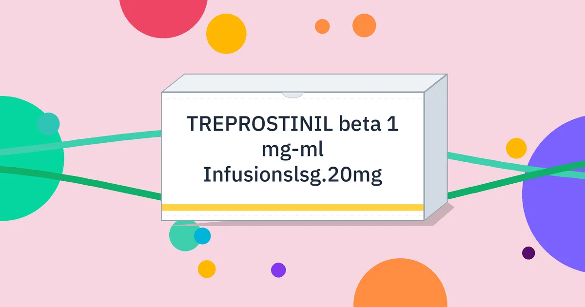 Symbolbild: Packung mit der Aufschrift TREPROSTINIL beta 1 mg-ml Infusionslsg.20mg (PZN 14407053) – Verfügbarkeit und Bezug in Apotheken in Frankfurt am Main