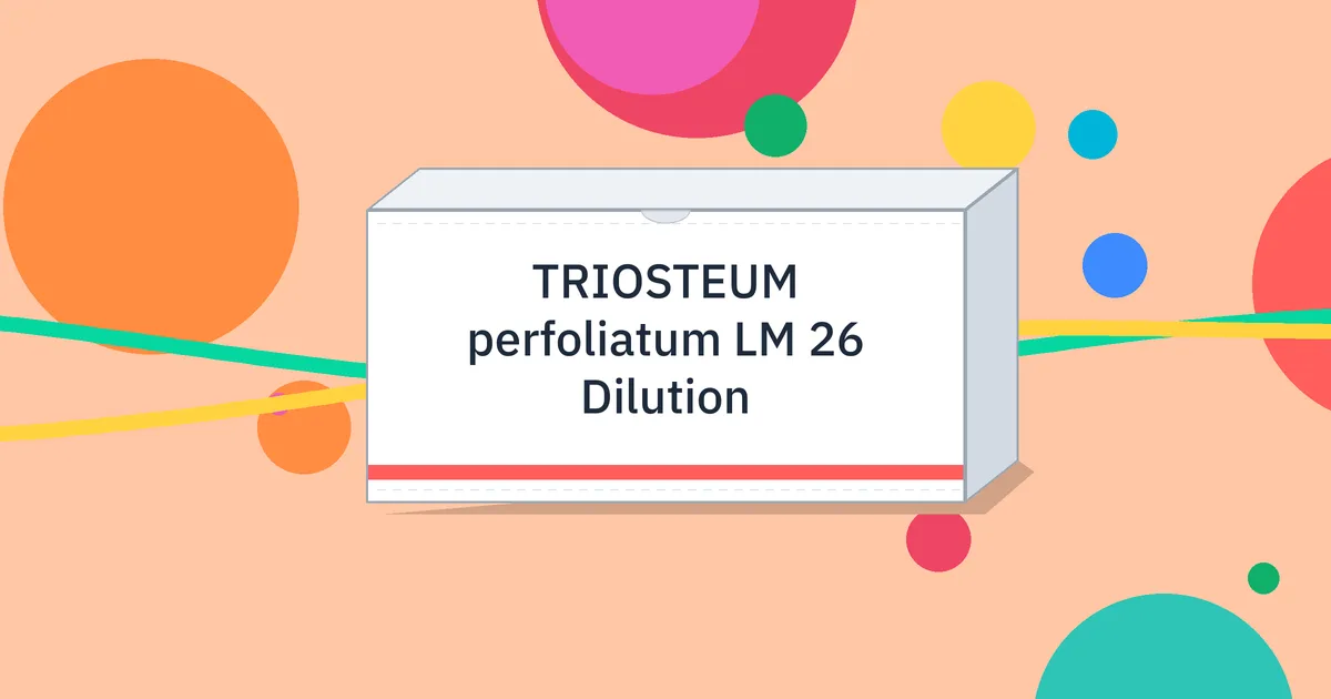 Symbolbild: Packung mit der Aufschrift TRIOSTEUM perfoliatum LM 26 Dilution (PZN 13227774) – Verfügbarkeit und Bezug in Apotheken in Frankfurt am Main