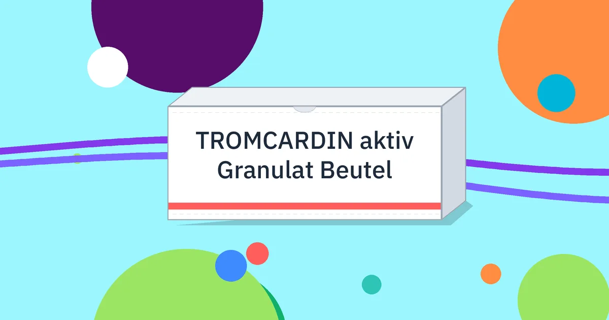 Symbolbild: Packung mit der Aufschrift TROMCARDIN aktiv Granulat Beutel (PZN 09745718) – Verfügbarkeit und Bezug in Apotheken in Frankfurt am Main
