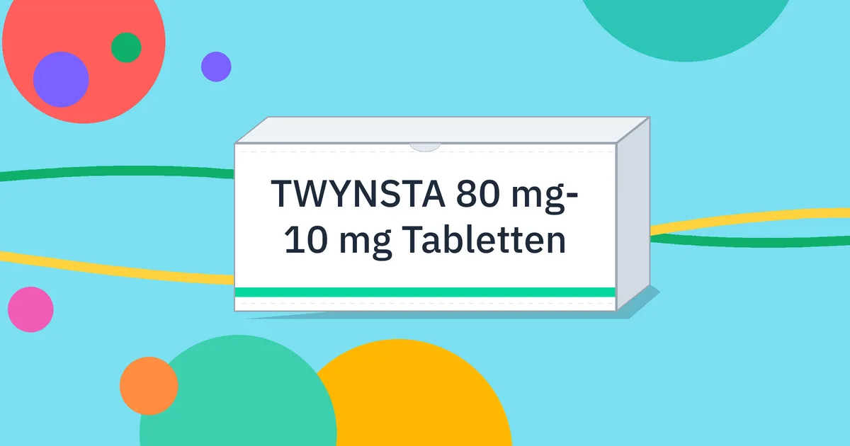 Symbolbild: Packung mit der Aufschrift TWYNSTA 80 mg-10 mg Tabletten (PZN 12575881) – Verfügbarkeit und Bezug in Apotheken in Frankfurt am Main