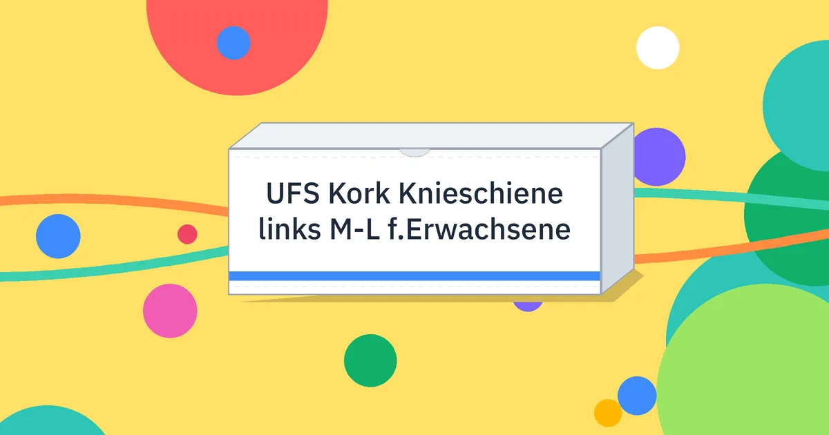 Symbolbild: Packung mit der Aufschrift UFS Kork Knieschiene links M-L f.Erwachsene (PZN 04809833) – Verfügbarkeit und Bezug in Apotheken in Frankfurt am Main