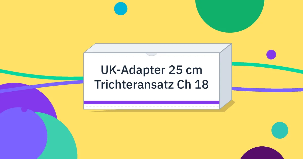 Symbolbild: Packung mit der Aufschrift UK-Adapter 25 cm Trichteransatz Ch 18 (PZN 17488460) – Verfügbarkeit und Bezug in Apotheken in Frankfurt am Main