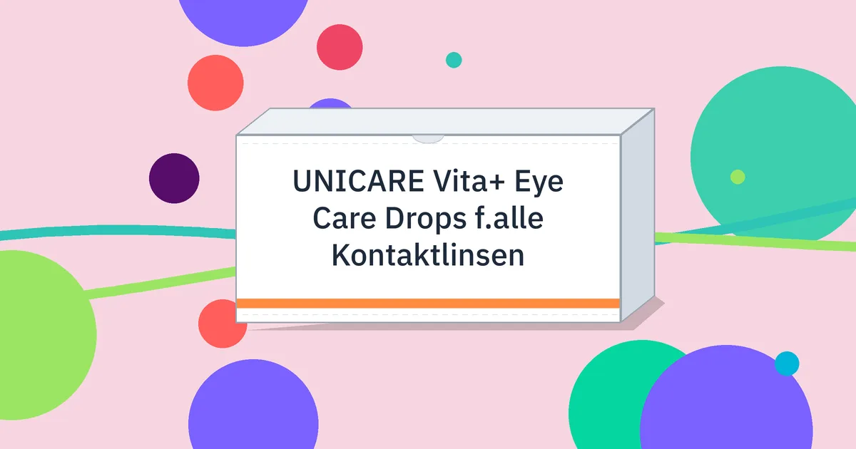 Symbolbild: Packung mit der Aufschrift UNICARE Vita+ Eye Care Drops f.alle Kontaktlinsen (PZN 06585473) – Verfügbarkeit und Bezug in Apotheken in Frankfurt am Main