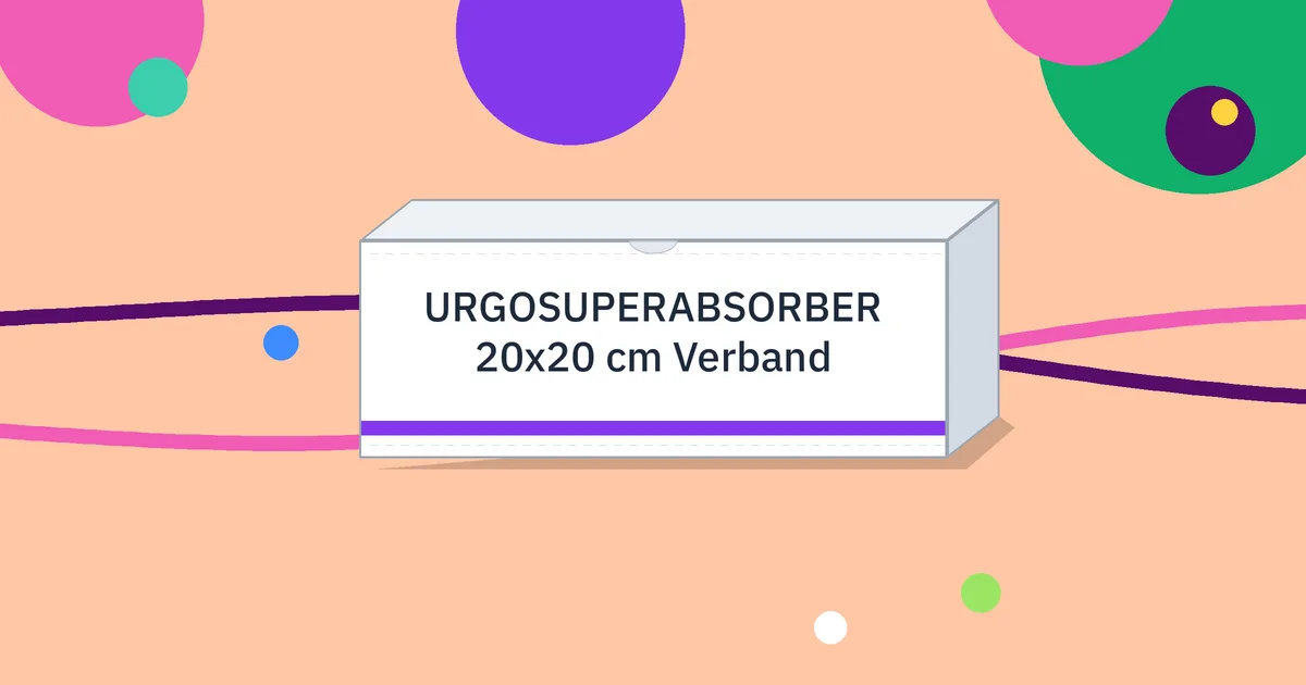 Symbolbild: Packung mit der Aufschrift URGOSUPERABSORBER 20x20 cm Verband (PZN 07110803) – Verfügbarkeit und Bezug in Apotheken in Frankfurt am Main