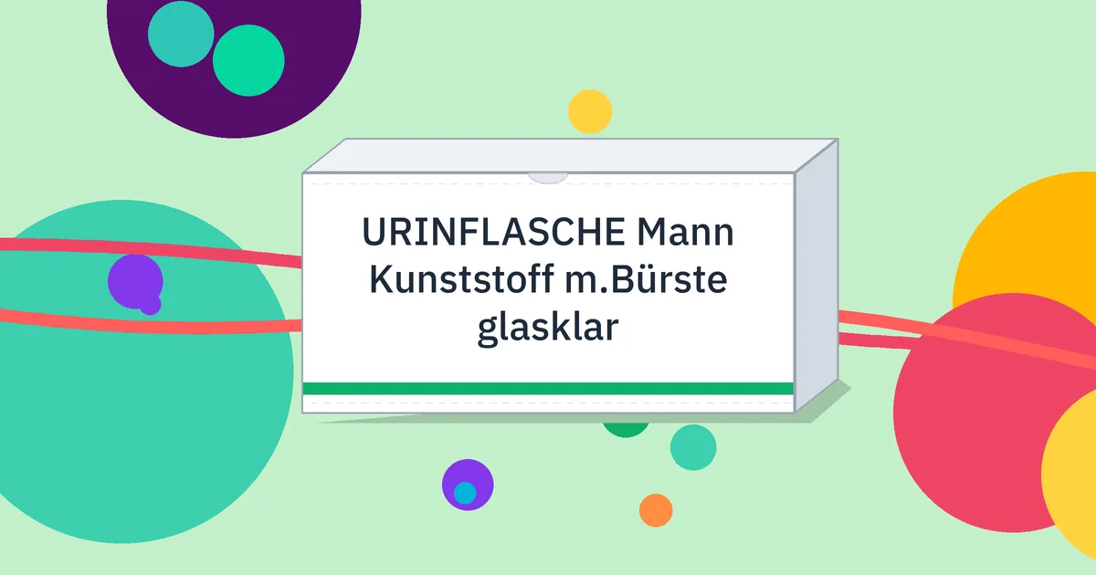 Symbolbild: Packung mit der Aufschrift URINFLASCHE Mann Kunststoff m.Bürste glasklar (PZN 03841125) – Verfügbarkeit und Bezug in Apotheken in Frankfurt am Main