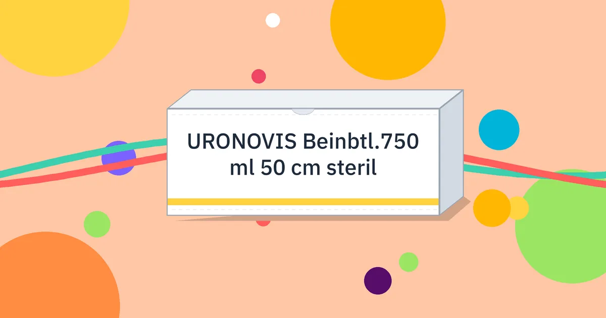 Symbolbild: Packung mit der Aufschrift URONOVIS Beinbtl.750 ml 50 cm steril (PZN 14373147) – Verfügbarkeit und Bezug in Apotheken in Frankfurt am Main
