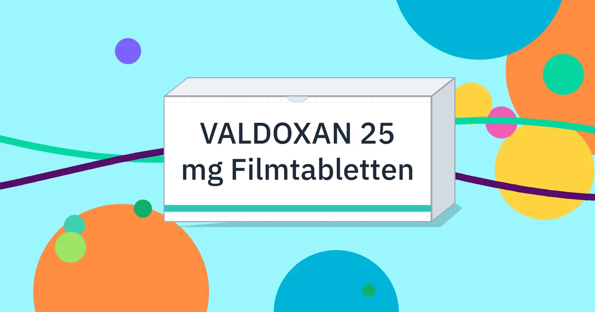 Symbolbild: Packung mit der Aufschrift VALDOXAN 25 mg Filmtabletten (PZN 07338914) – Verfügbarkeit und Bezug in Apotheken in Frankfurt am Main