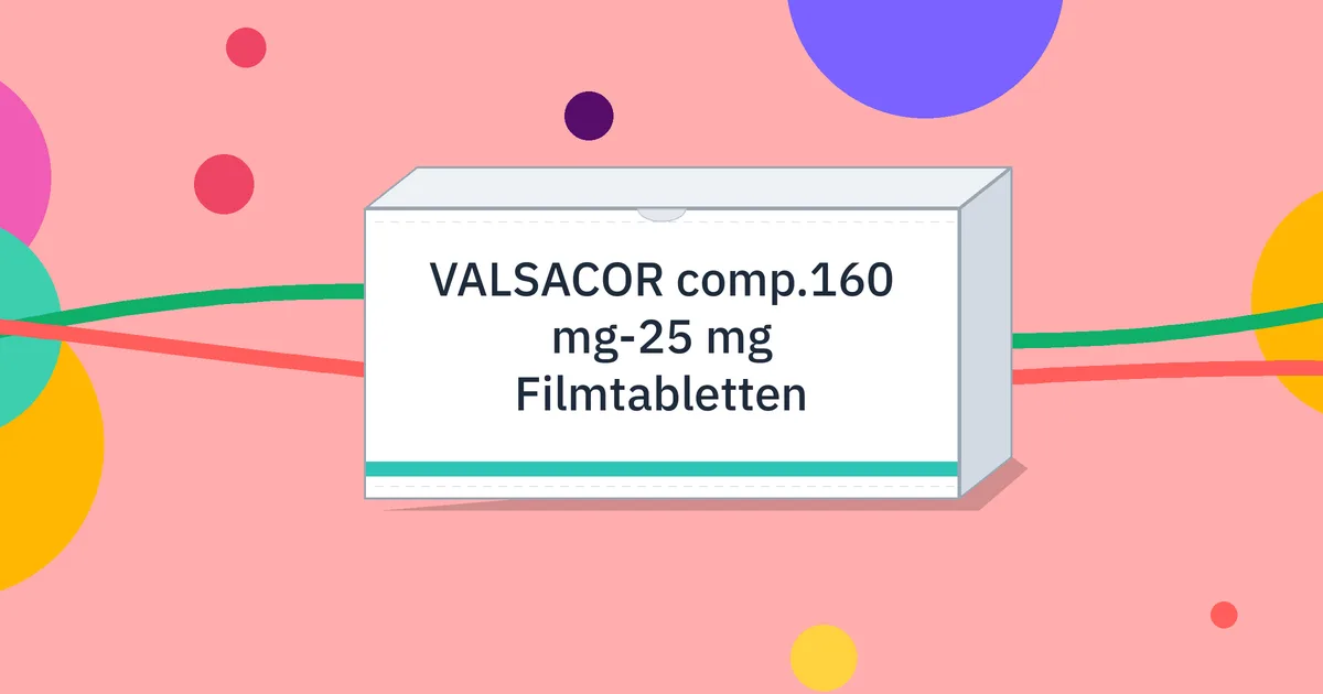Symbolbild: Packung mit der Aufschrift VALSACOR comp.160 mg-25 mg Filmtabletten (PZN 08473382) – Verfügbarkeit und Bezug in Apotheken in Frankfurt am Main