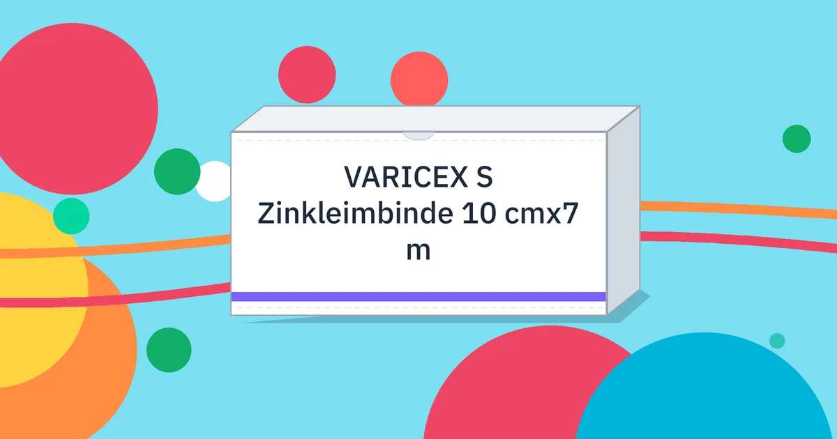 Symbolbild: Packung mit der Aufschrift VARICEX S Zinkleimbinde 10 cmx7 m (PZN 19814136) – Verfügbarkeit und Bezug in Apotheken in Frankfurt am Main