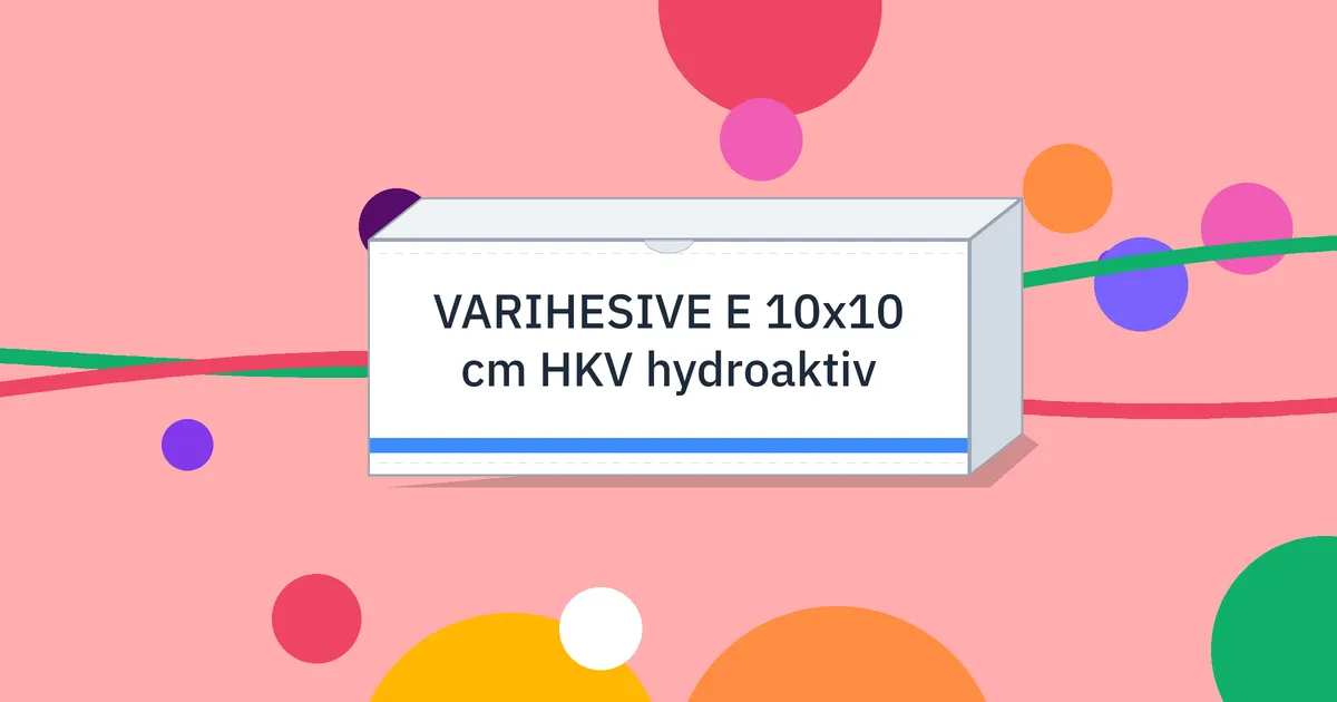 Symbolbild: Packung mit der Aufschrift VARIHESIVE E 10x10 cm HKV hydroaktiv (PZN 10835697) – Verfügbarkeit und Bezug in Apotheken in Frankfurt am Main