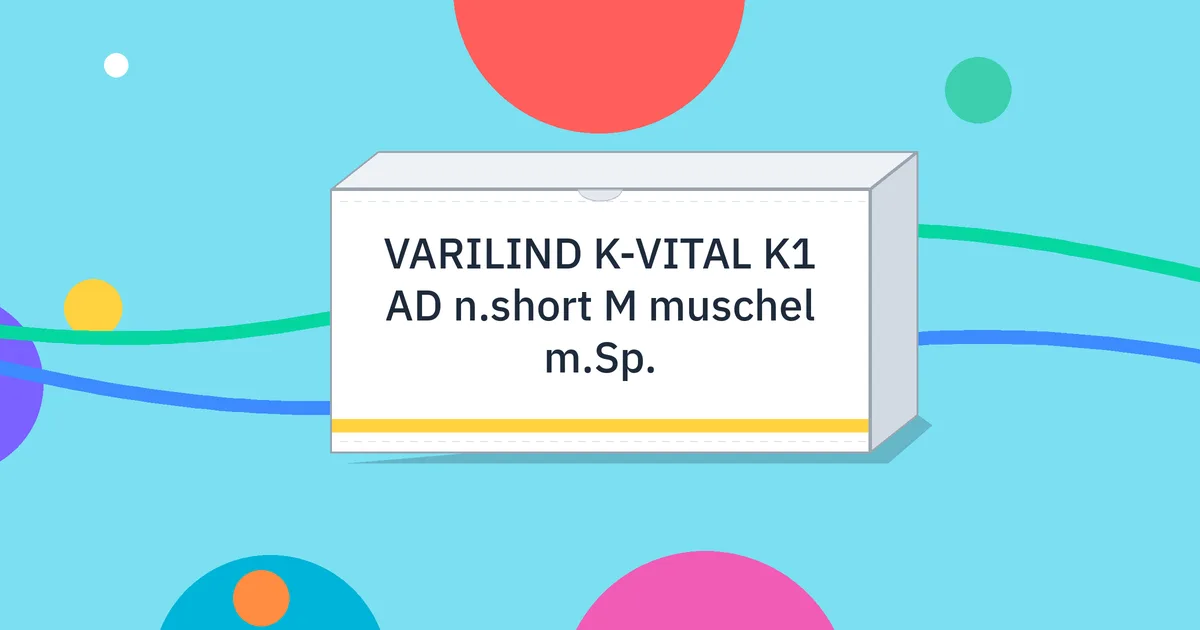 Symbolbild: Packung mit der Aufschrift VARILIND K-VITAL K1 AD n.short M muschel m.Sp. (PZN 20566985) – Verfügbarkeit und Bezug in Apotheken in Frankfurt am Main