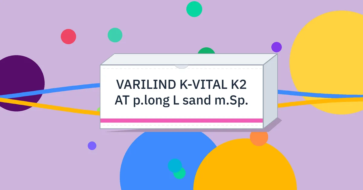 Symbolbild: Packung mit der Aufschrift VARILIND K-VITAL K2 AT p.long L sand m.Sp. (PZN 20561255) – Verfügbarkeit und Bezug in Apotheken in Frankfurt am Main