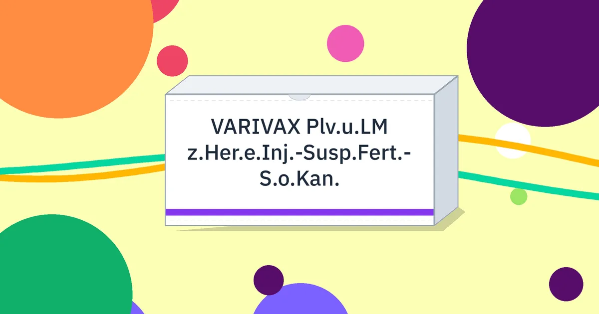 Symbolbild: Packung mit der Aufschrift VARIVAX Plv.u.LM z.Her.e.Inj.-Susp.Fert.-S.o.Kan. (PZN 18132392) – Verfügbarkeit und Bezug in Apotheken in Frankfurt am Main