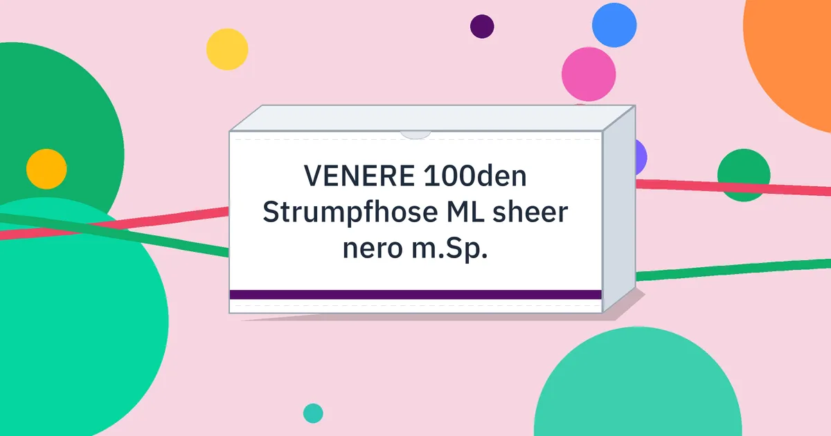 Symbolbild: Packung mit der Aufschrift VENERE 100den Strumpfhose ML sheer nero m.Sp. (PZN 16170862) – Verfügbarkeit und Bezug in Apotheken in Frankfurt am Main
