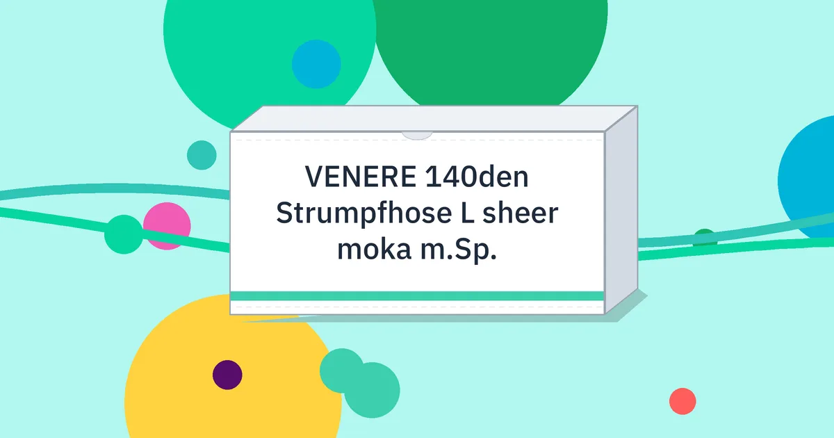 Symbolbild: Packung mit der Aufschrift VENERE 140den Strumpfhose L sheer moka m.Sp. (PZN 16171353) – Verfügbarkeit und Bezug in Apotheken in Frankfurt am Main
