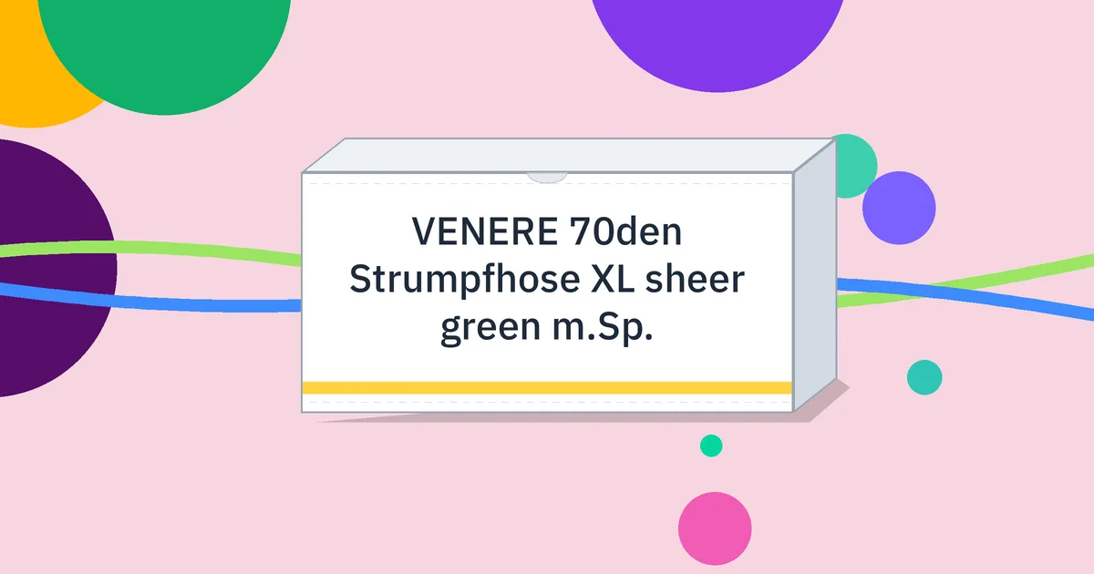 Symbolbild: Packung mit der Aufschrift VENERE 70den Strumpfhose XL sheer green m.Sp. (PZN 16173435) – Verfügbarkeit und Bezug in Apotheken in Frankfurt am Main
