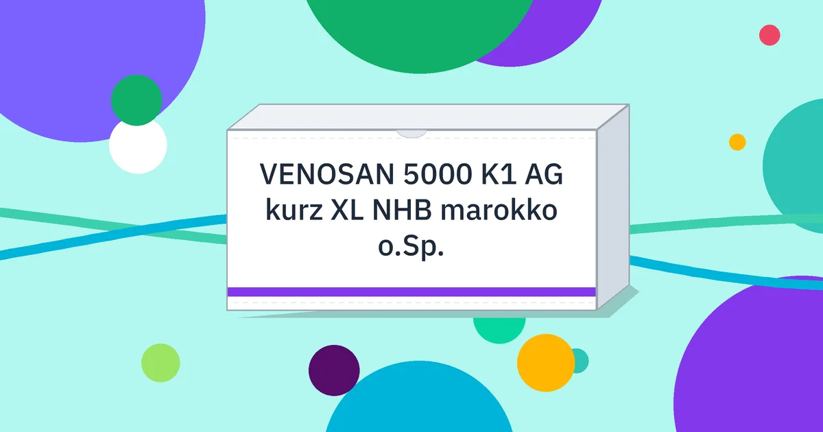 Symbolbild: Packung mit der Aufschrift VENOSAN 5000 K1 AG kurz XL NHB marokko o.Sp. (PZN 14431488) – Verfügbarkeit und Bezug in Apotheken in Frankfurt am Main
