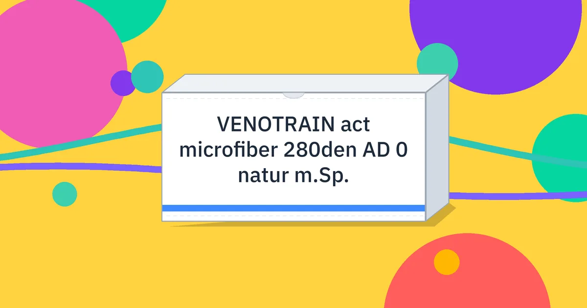 Symbolbild: Packung mit der Aufschrift VENOTRAIN act microfiber 280den AD 0 natur m.Sp. (PZN 16209340) – Verfügbarkeit und Bezug in Apotheken in Frankfurt am Main