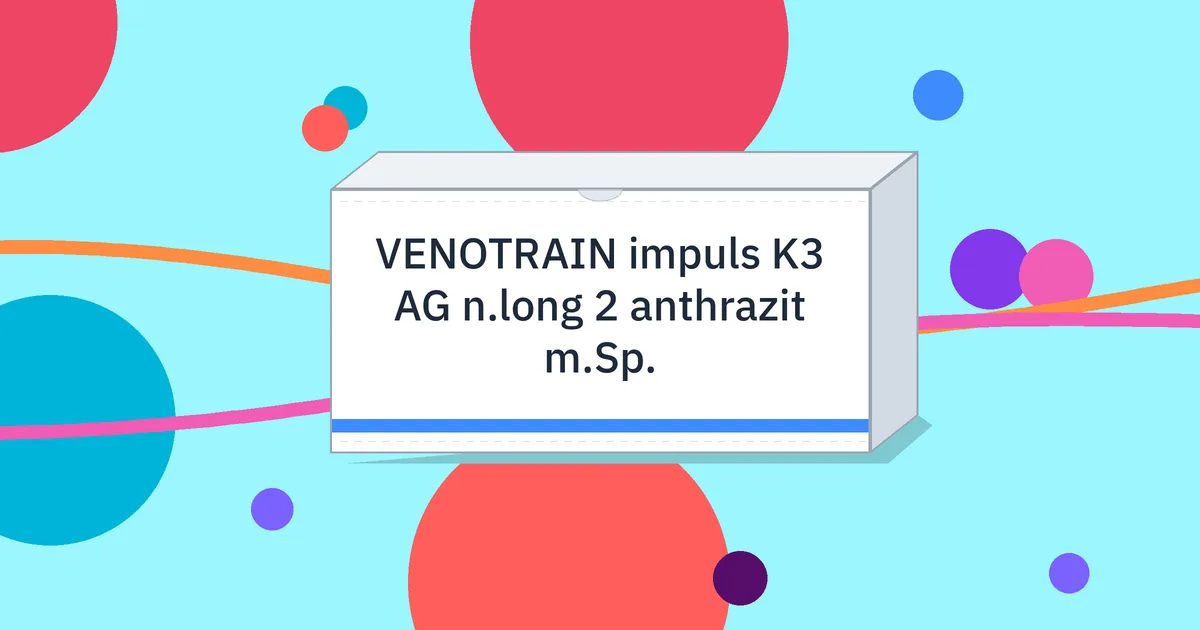 Symbolbild: Packung mit der Aufschrift VENOTRAIN impuls K3 AG n.long 2 anthrazit m.Sp. (PZN 15213500) – Verfügbarkeit und Bezug in Apotheken in Frankfurt am Main