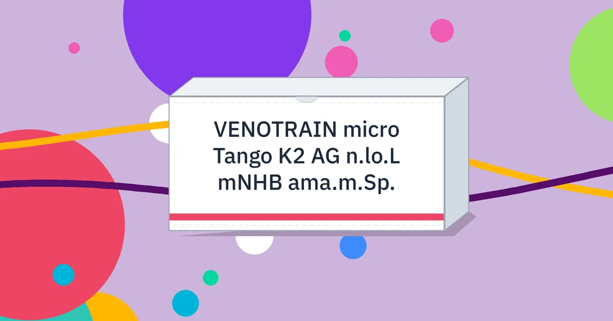 Symbolbild: Packung mit der Aufschrift VENOTRAIN micro Tango K2 AG n.lo.L mNHB ama.m.Sp. (PZN 17759278) – Verfügbarkeit und Bezug in Apotheken in Frankfurt am Main