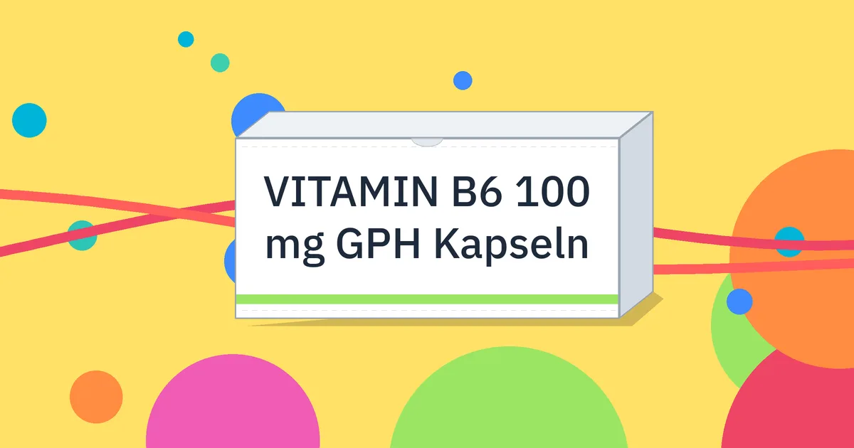 Symbolbild: Packung mit der Aufschrift VITAMIN B6 100 mg GPH Kapseln (PZN 14364958) – Verfügbarkeit und Bezug in Apotheken in Frankfurt am Main