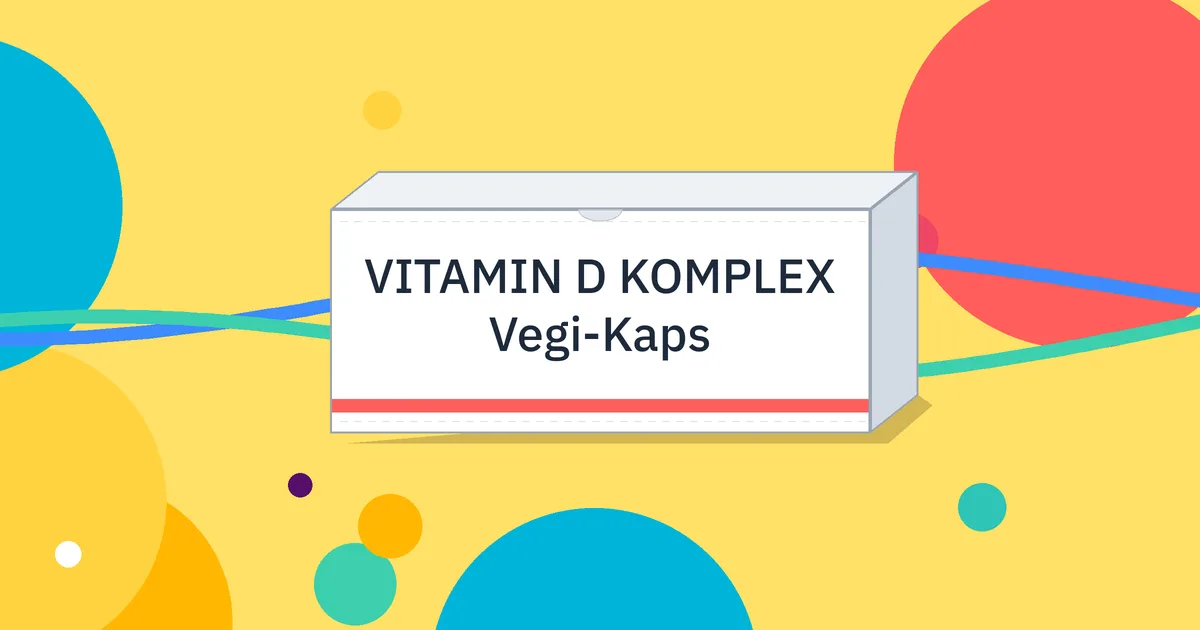 Symbolbild: Packung mit der Aufschrift VITAMIN D KOMPLEX Vegi-Kaps (PZN 13719796) – Verfügbarkeit und Bezug in Apotheken in Frankfurt am Main