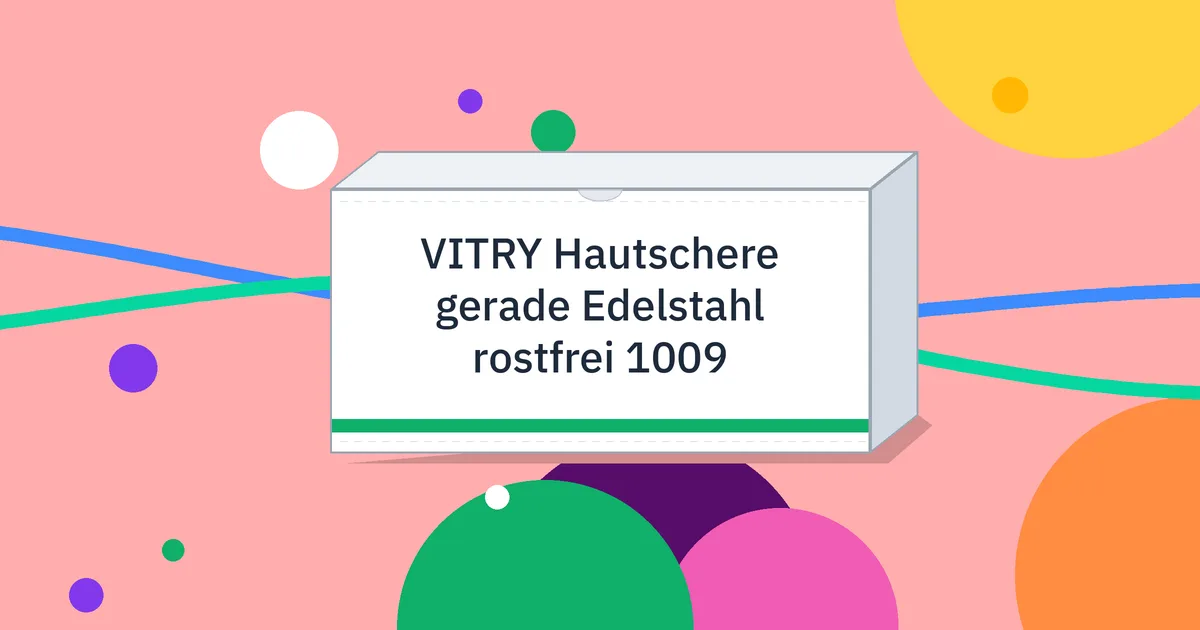 Symbolbild: Packung mit der Aufschrift VITRY Hautschere gerade Edelstahl rostfrei 1009 (PZN 05045094) – Verfügbarkeit und Bezug in Apotheken in Frankfurt am Main