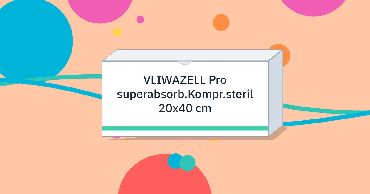 Symbolbild: Packung mit der Aufschrift VLIWAZELL Pro superabsorb.Kompr.steril 20x40 cm (PZN 17615510) – Verfügbarkeit und Bezug in Apotheken in Frankfurt am Main