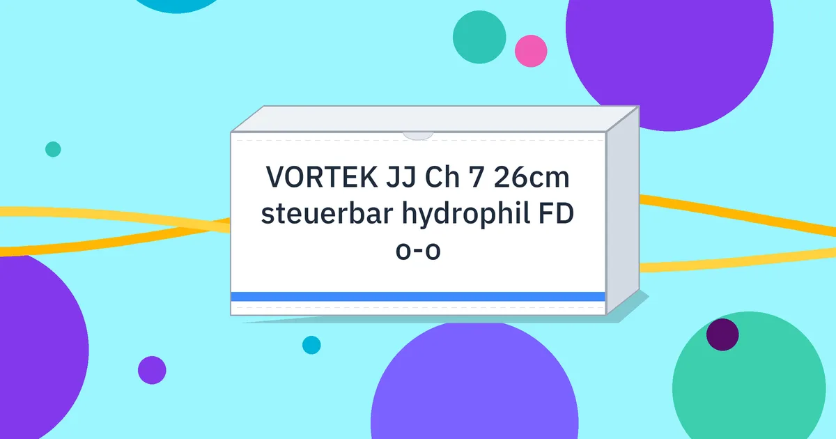 Symbolbild: Packung mit der Aufschrift VORTEK JJ Ch 7 26cm steuerbar hydrophil FD o-o (PZN 17510231) – Verfügbarkeit und Bezug in Apotheken in Frankfurt am Main
