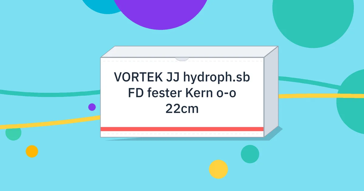 Symbolbild: Packung mit der Aufschrift VORTEK JJ hydroph.sb FD fester Kern o-o 22cm (PZN 17509096) – Verfügbarkeit und Bezug in Apotheken in Frankfurt am Main