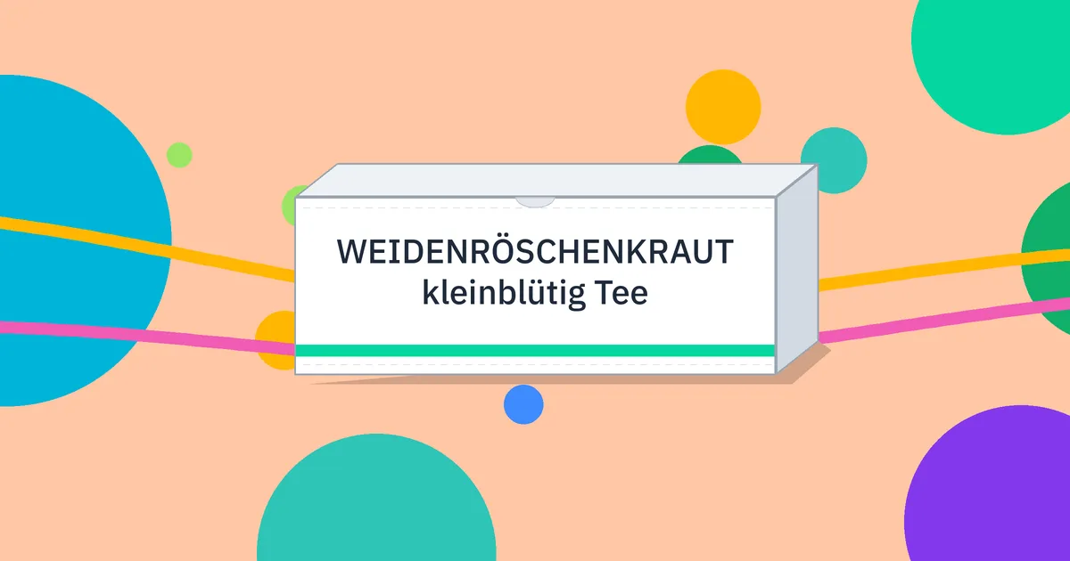 Symbolbild: Packung mit der Aufschrift WEIDENRÖSCHENKRAUT kleinblütig Tee (PZN 12309091) – Verfügbarkeit und Bezug in Apotheken in Frankfurt am Main
