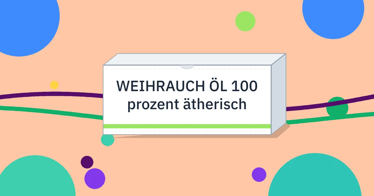 Symbolbild: Packung mit der Aufschrift WEIHRAUCH ÖL 100 prozent ätherisch (PZN 07205107) – Verfügbarkeit und Bezug in Apotheken in Frankfurt am Main